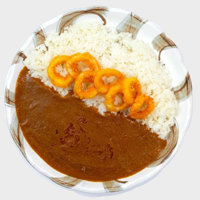 Ika ring fried curry rice • ข้าวแกงกะหรี่และปลาหมึกทอด ร้าน Sekai No ...