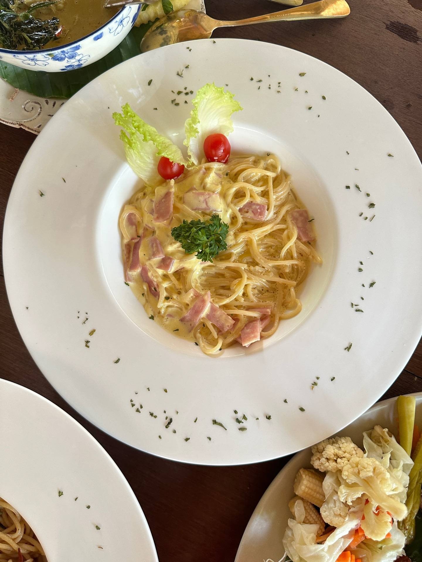 สปาเก็ตตี้คาโบนาร่า ร้าน Chaba Chabai Cafe ลำลูกกา