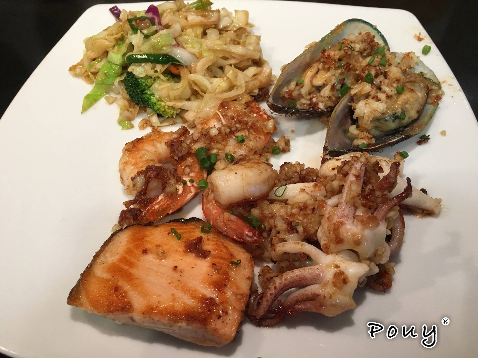 Combo Tepanyaki Set • แซลมอน, กุ้ง, ปลาหมึก, หอยนิวซีแลนด์ ร้าน IC ...