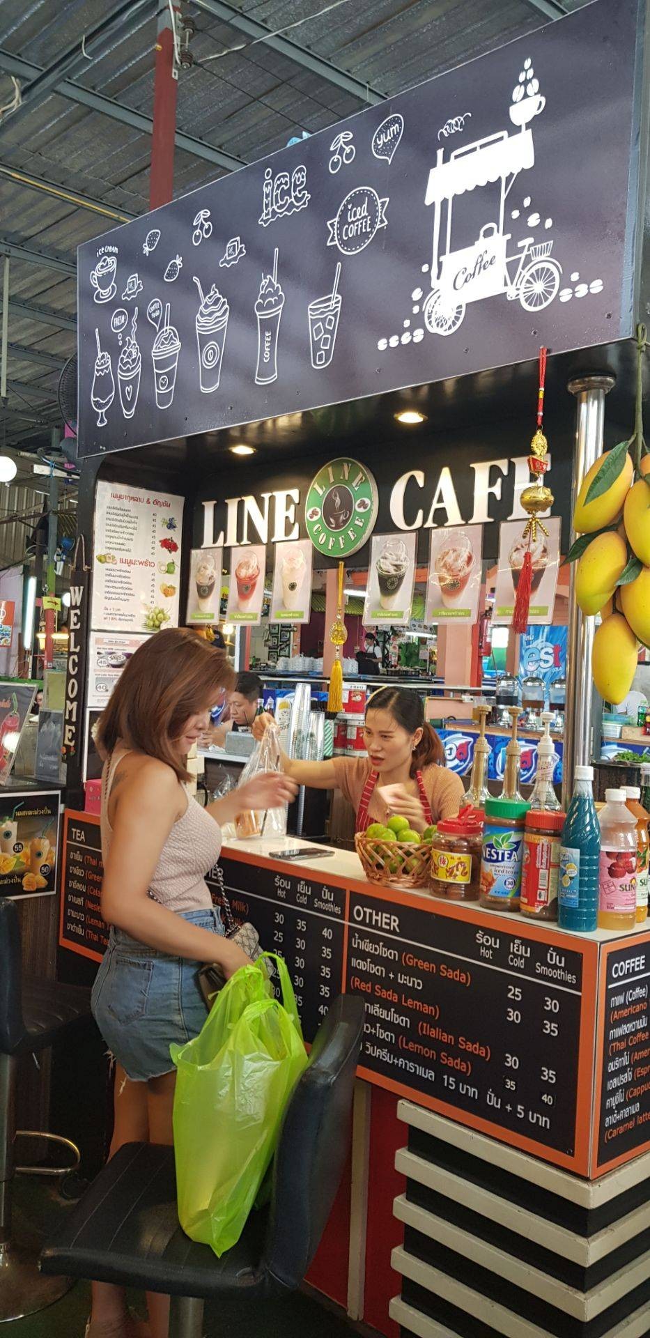 รีวิว LINE COFFEE ตลาดเมืองไทยภัทร - ร้านนี้ต้องลอง