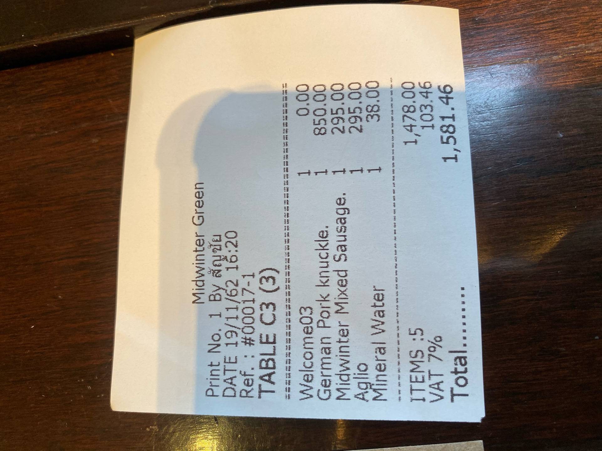 Menu ร้าน Midwinter Green