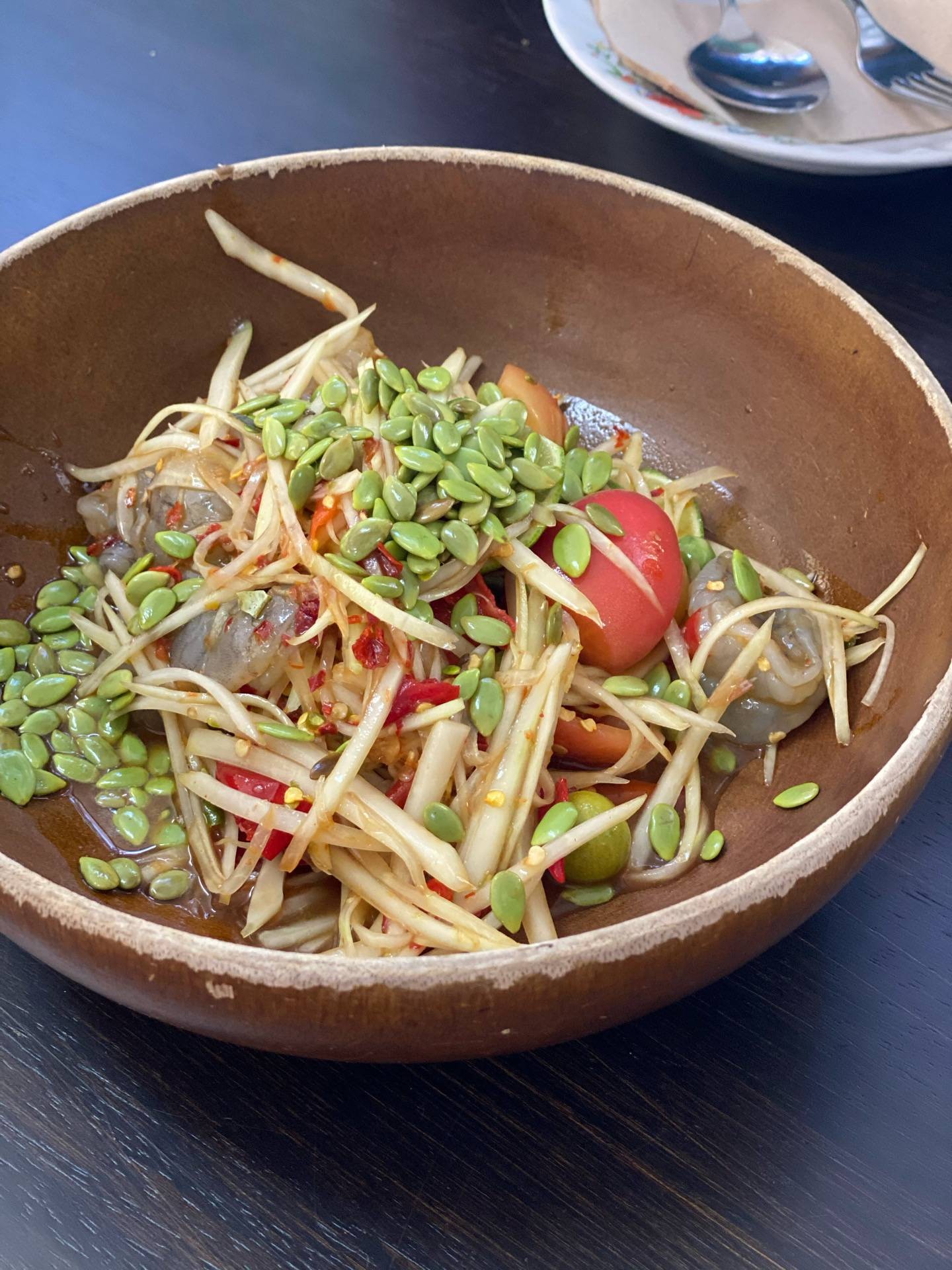 ส้มตำกุ้งสด ร้าน Phed Phed Ground เผ็ดเผ็ด กราว ตลาดน้ำคลองลัดมะยม โซน3
