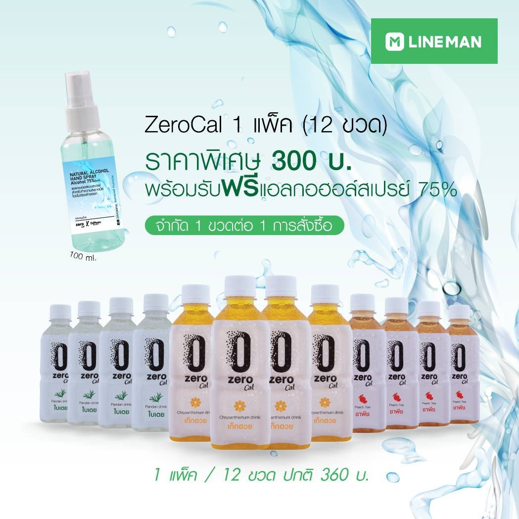 ซื้อ Zerocal 1 แพ็ค (12 ขวด) ราคาพิเศษ 300 บาท แถมฟรี แอลกอฮอล์สเปรย์ 75% (*จำกัด 1 ขวดต่อ 1 การ ...