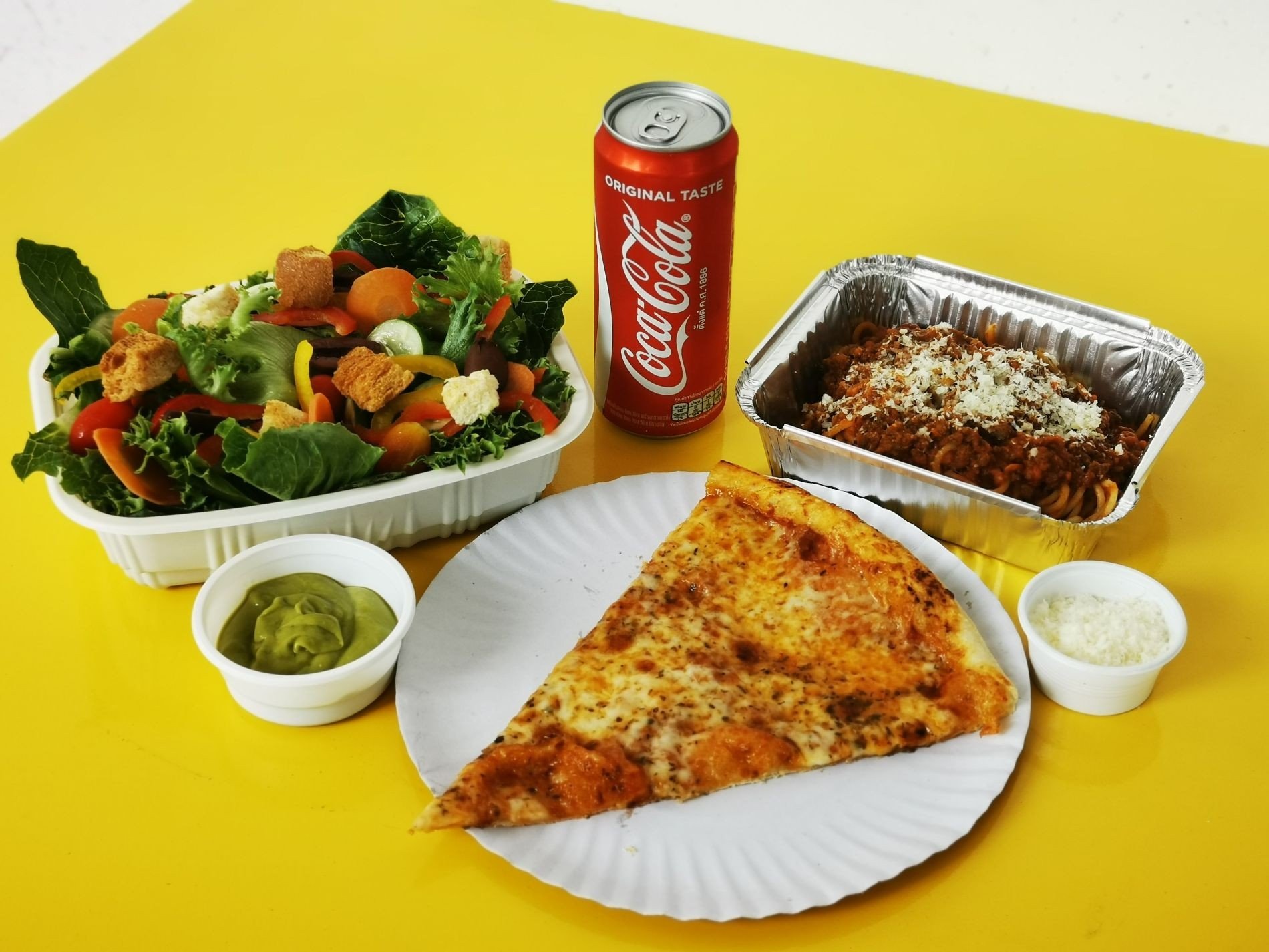 พิซซ่าหน้าชีส 1ชิ้น+พาสต้า+สลัด+เครื่องดื่ม • image ร้าน Chef Bing ...