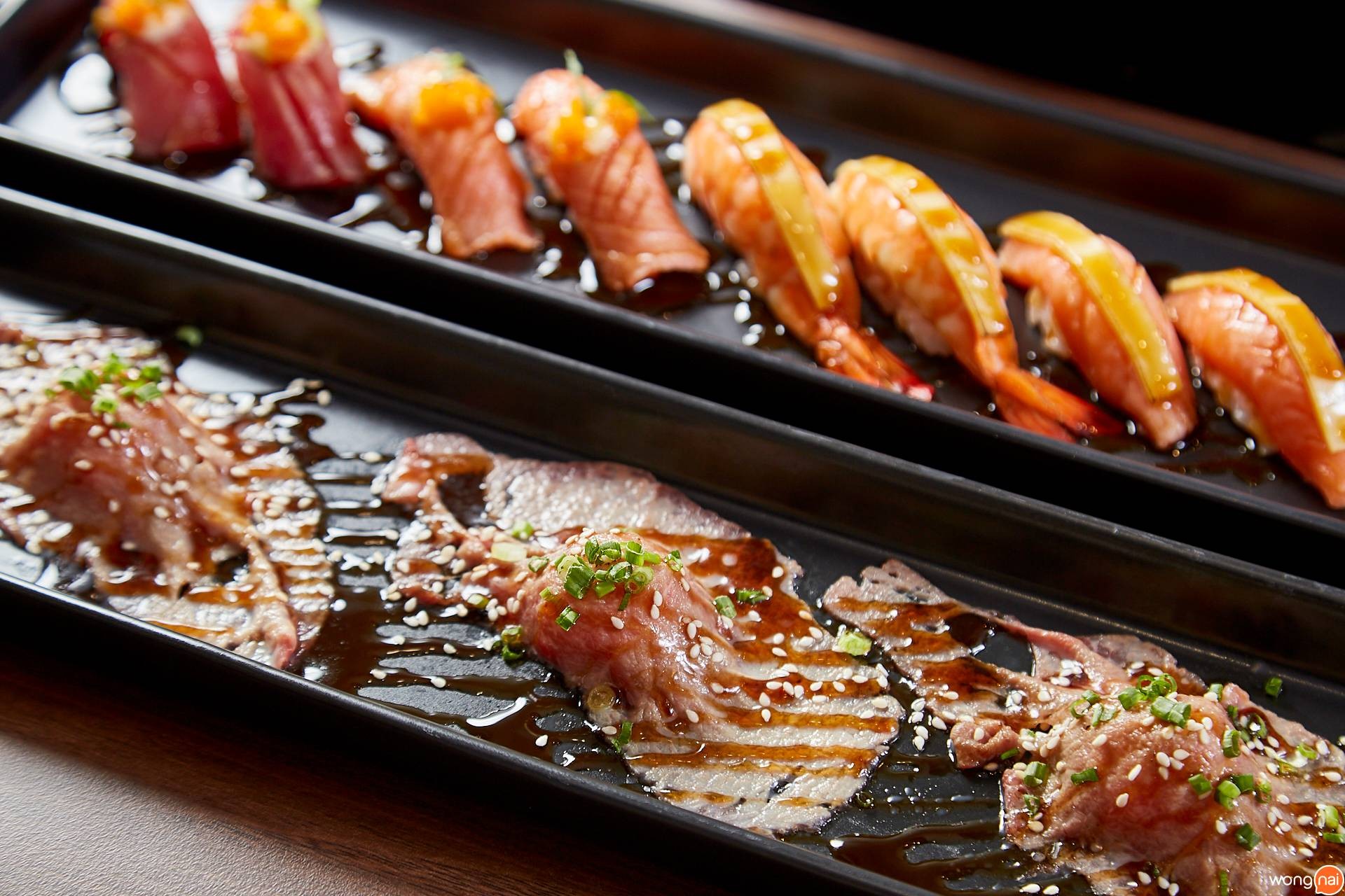 ซูชิวากิวเบิร์น Wagyu sushi ร้าน โลมาชาบู