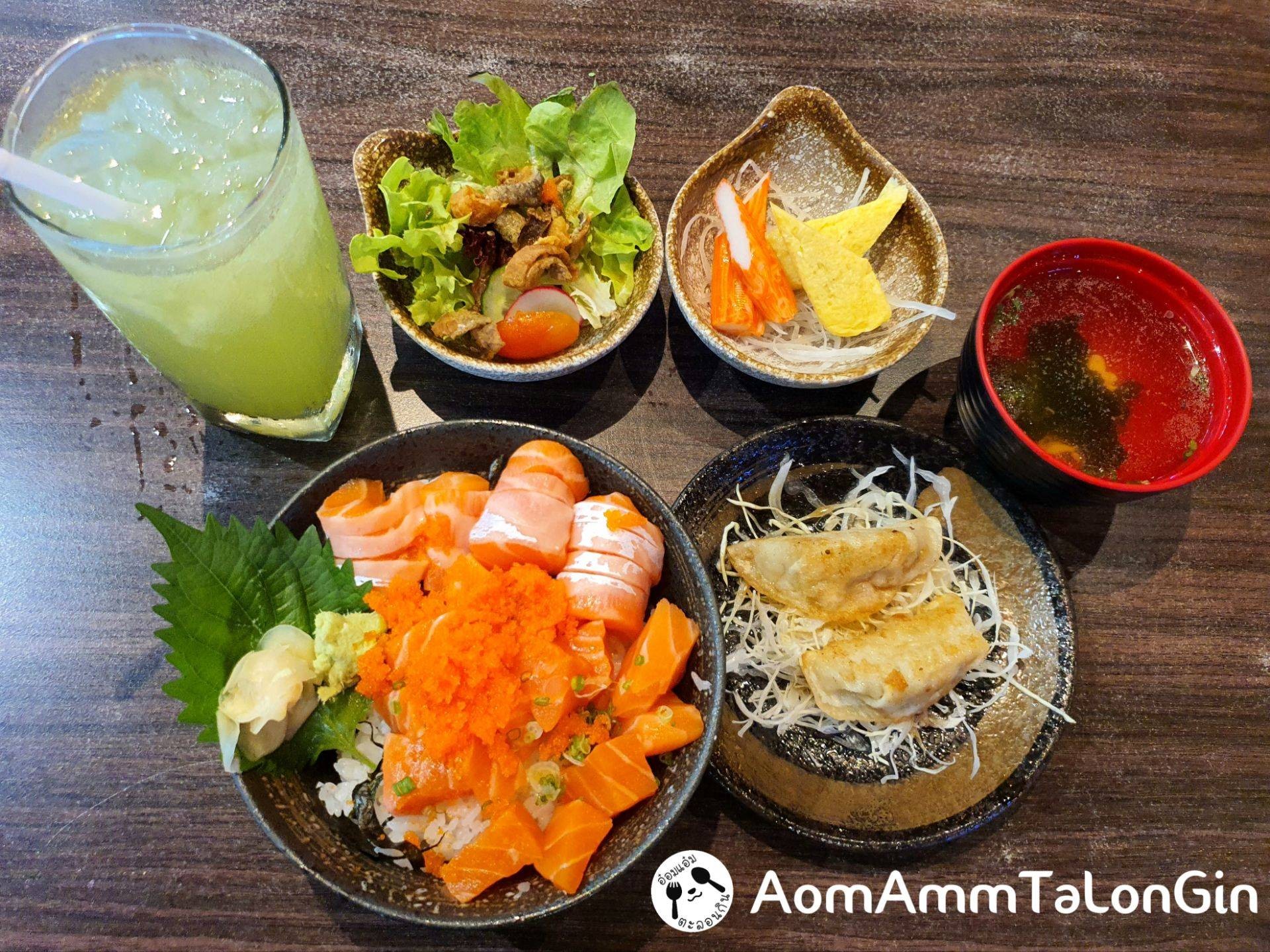 Salmon Toro Don (Lunch Set) • + Kyoza (248฿++) ร้าน HOSHI JAPANESE ...