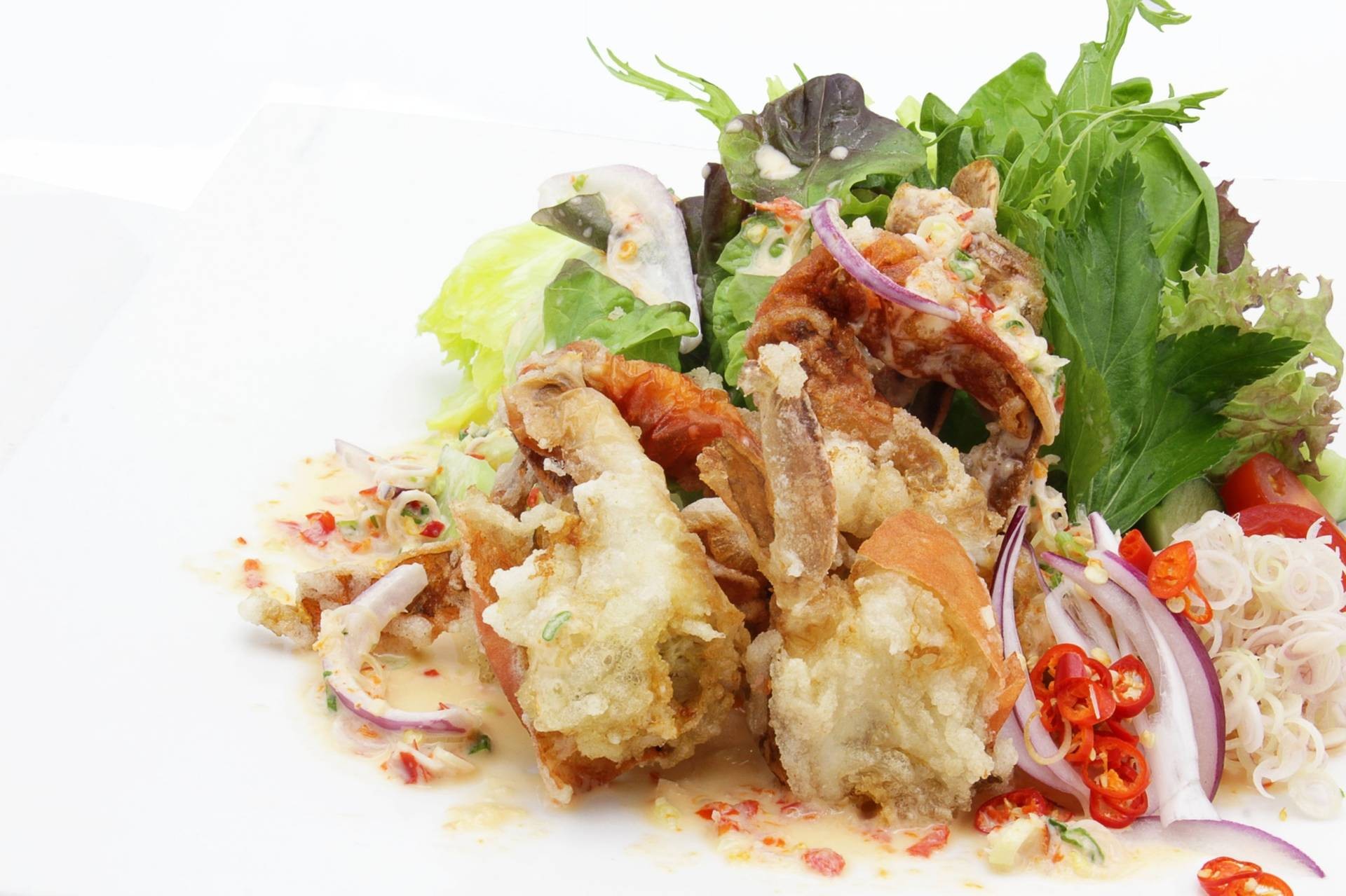 SOFT SHELL CRAB SPICY(ยำสลัดปูนิ่ม) (1605) ร้าน Sushi Hana วิคตอเรีย ...