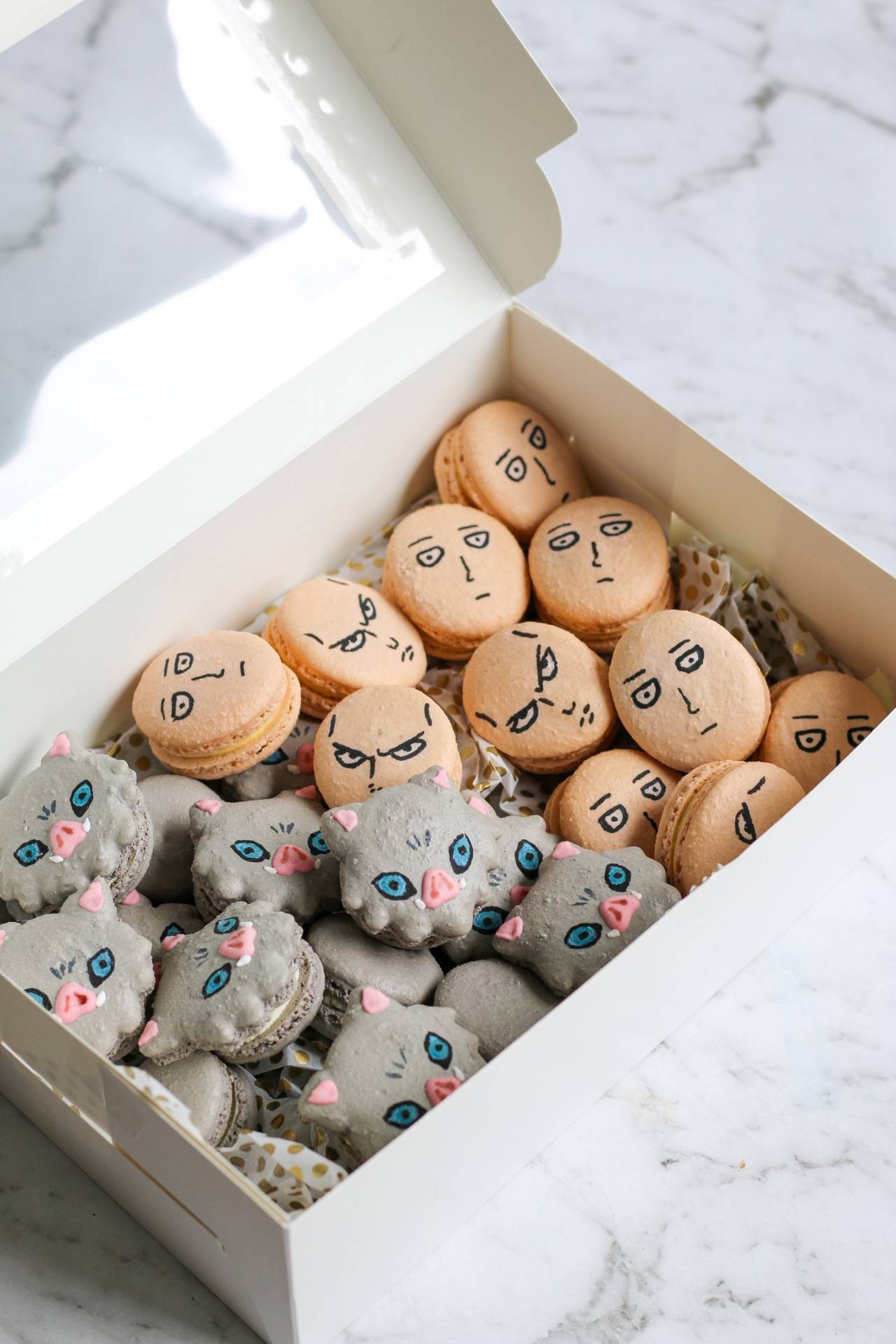 รีวิว Macs by Tess - CUTEST MACARONS EVER! 🗡🐷🍋Demon Slayer Inosuke ...