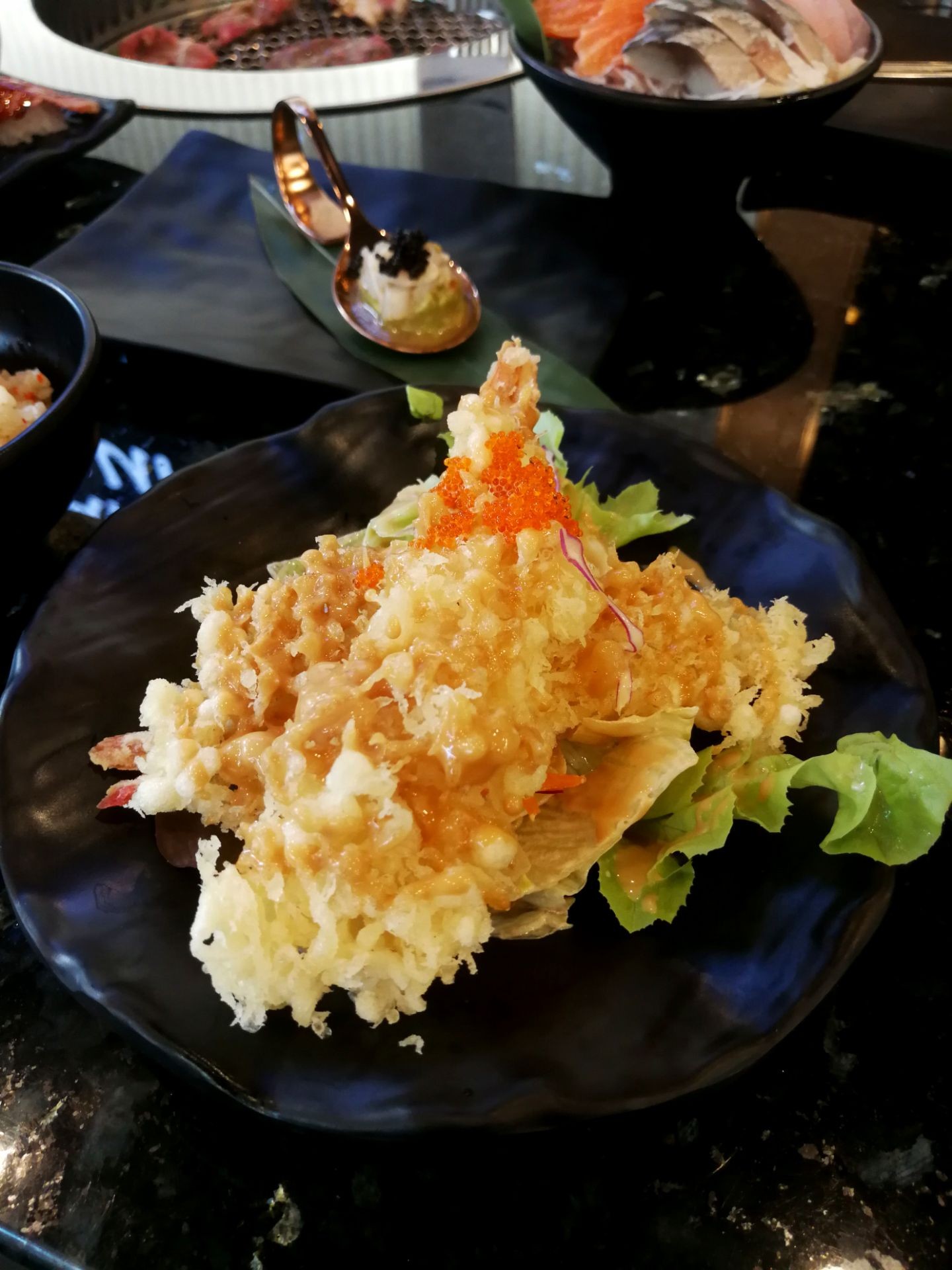 สลัดกุ้งเทมปุระ ร้าน Tenjo Sushi & Yakiniku Premium Buffet Terminal 21