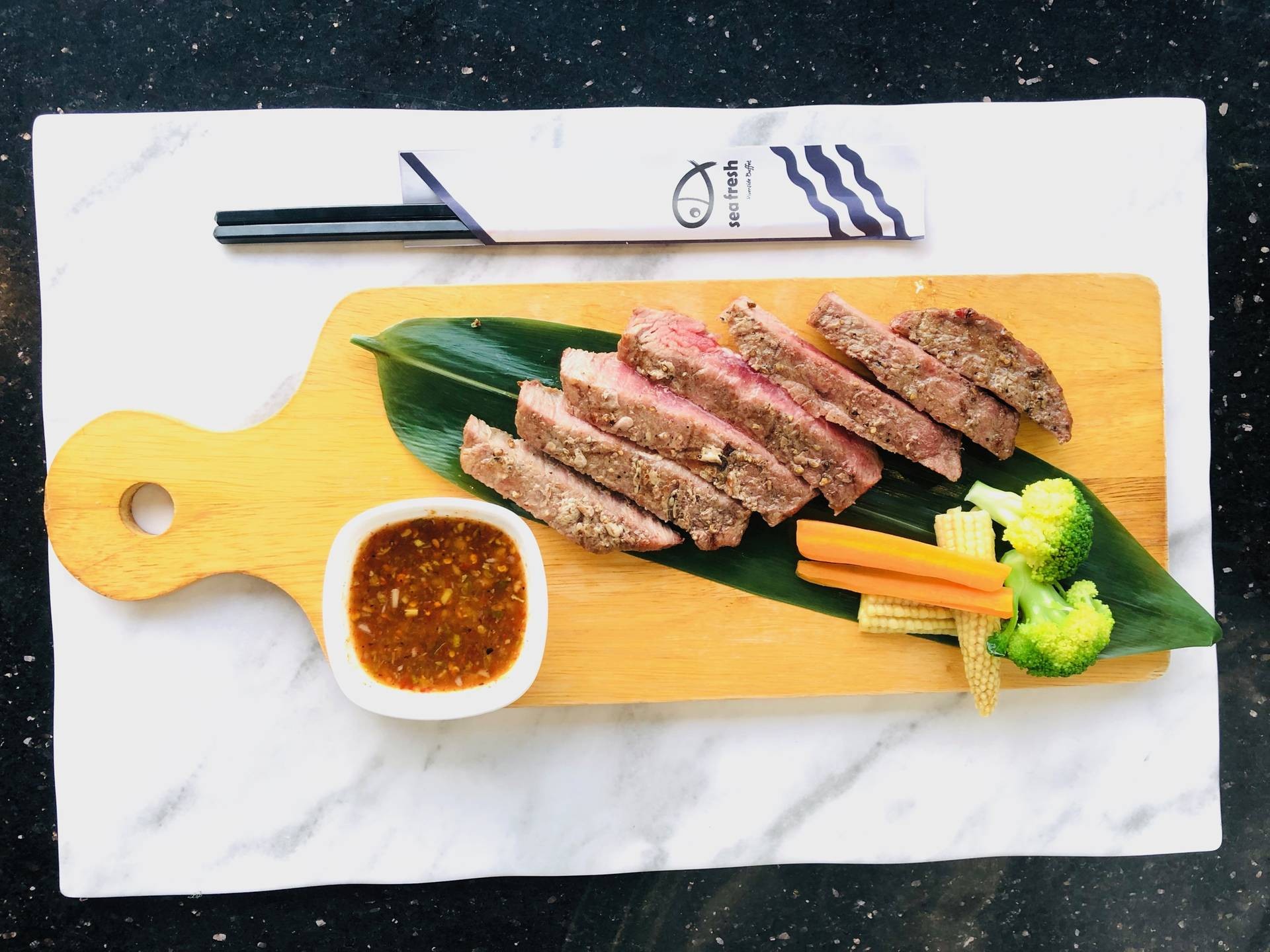 สเต็กวากิว ร้าน Seafresh Riverside Buffet พระราม 3 - Wongnai