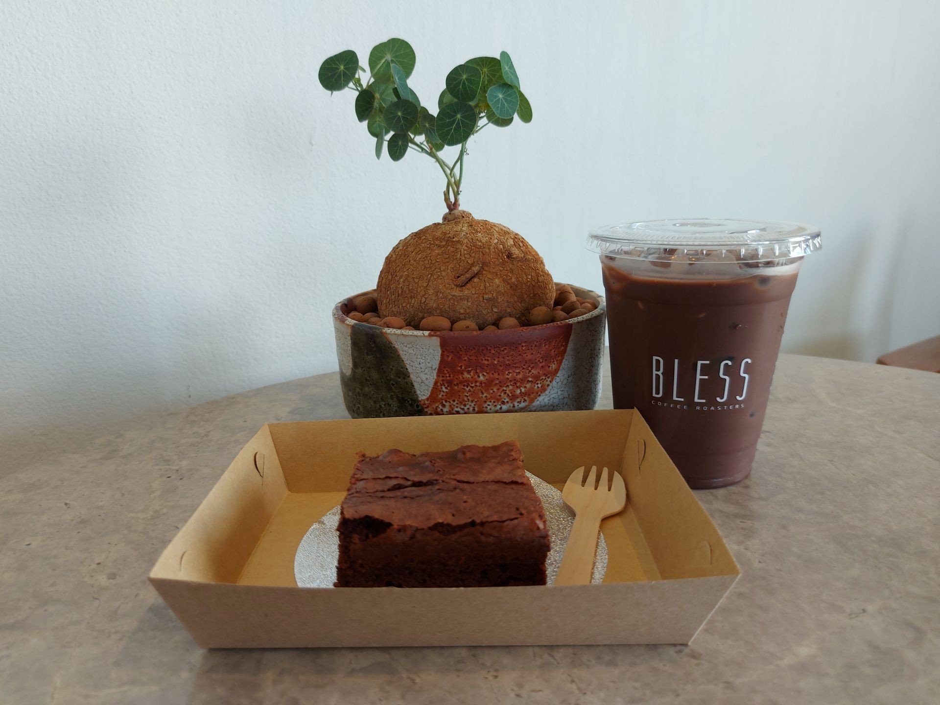 รีวิว Bless Coffee Roaster - โกโก้ แบล็กโกโก้รสชาติกลางๆ บราวนี้เนื้อ ...