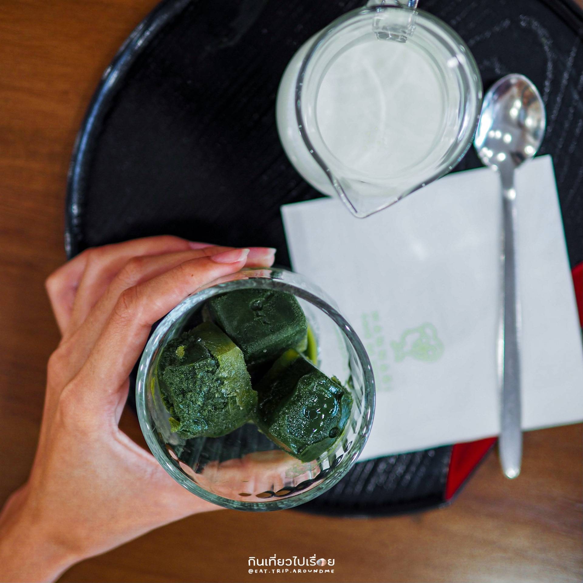 Uji Matcha Ice Cube Latte ร้าน Hannari Cafe De Kyoto - Wongnai