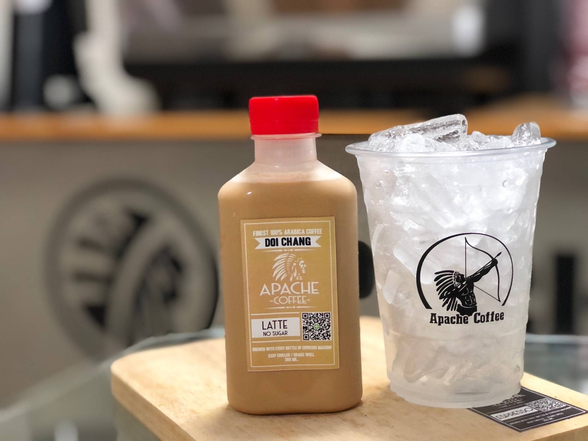 กาแฟลาเต้ ไซรปป 1ขวด + น้ำแข็ง(แก้ว) 1ชุด • image ร้าน กาแฟสด Apache ...