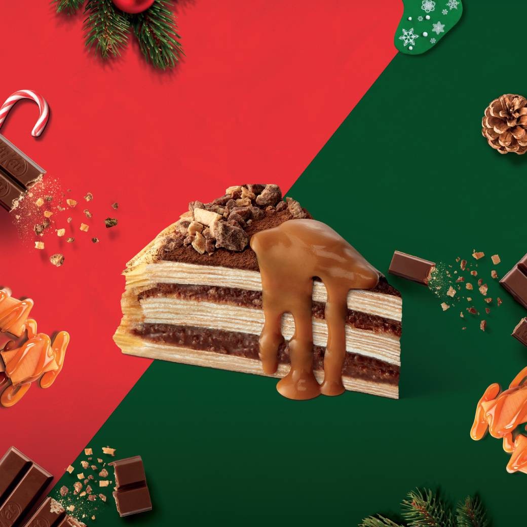 Crape Cake made with KitKat and Salted Caramel Sauce • Crape Cake made ...