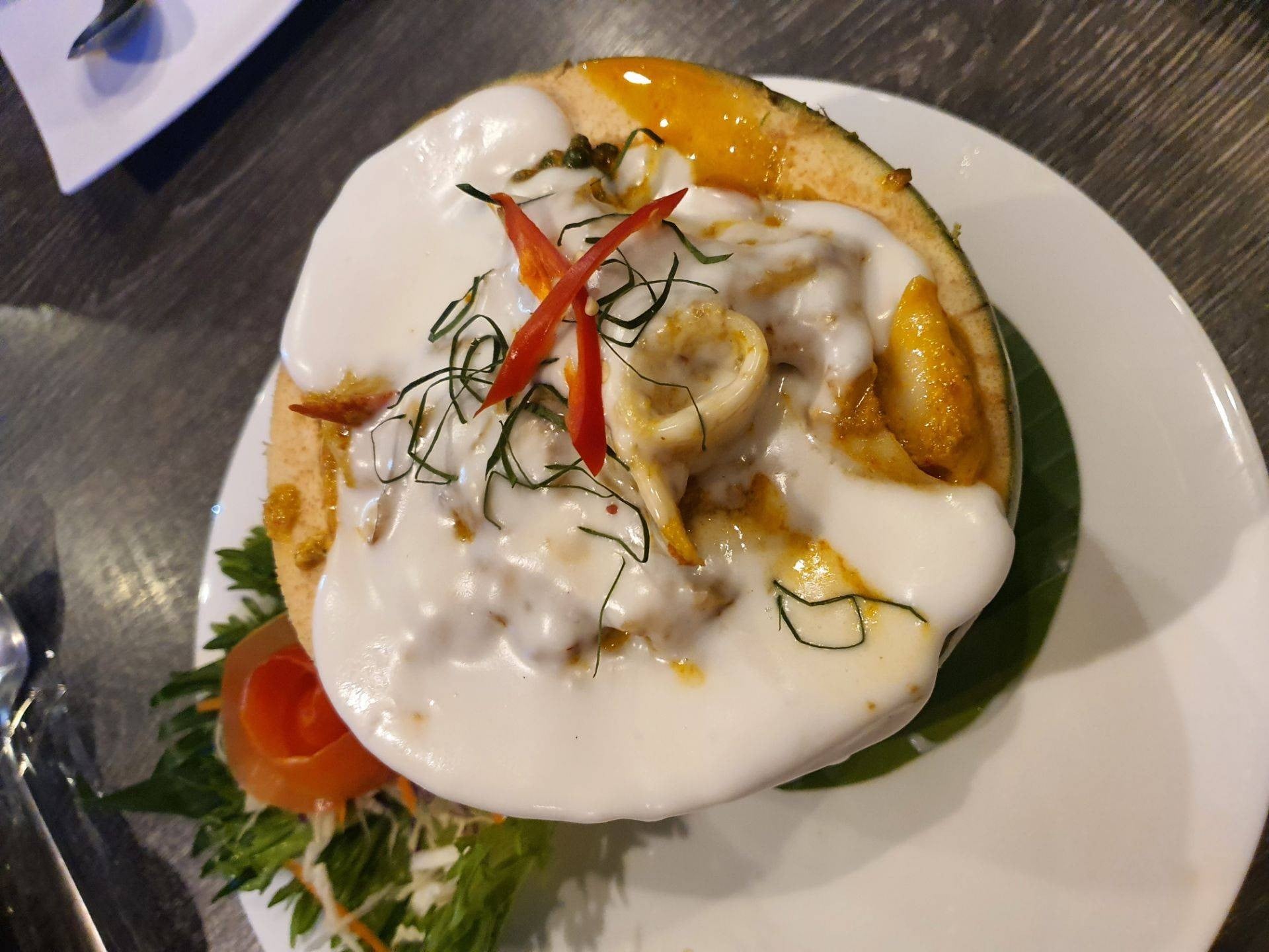 แกงคั่วทะเลมะพร้าวอ่อน ร้าน Miles Cafe' Buriram