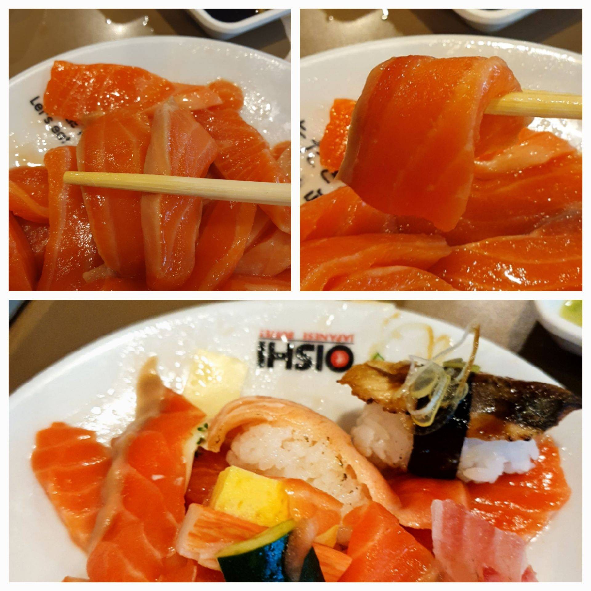 แซลมอนซาซิมิ • เนื้อเละ ทานแล้วท้องเสียเหมือนเดิม ร้าน Oishi Buffet ...