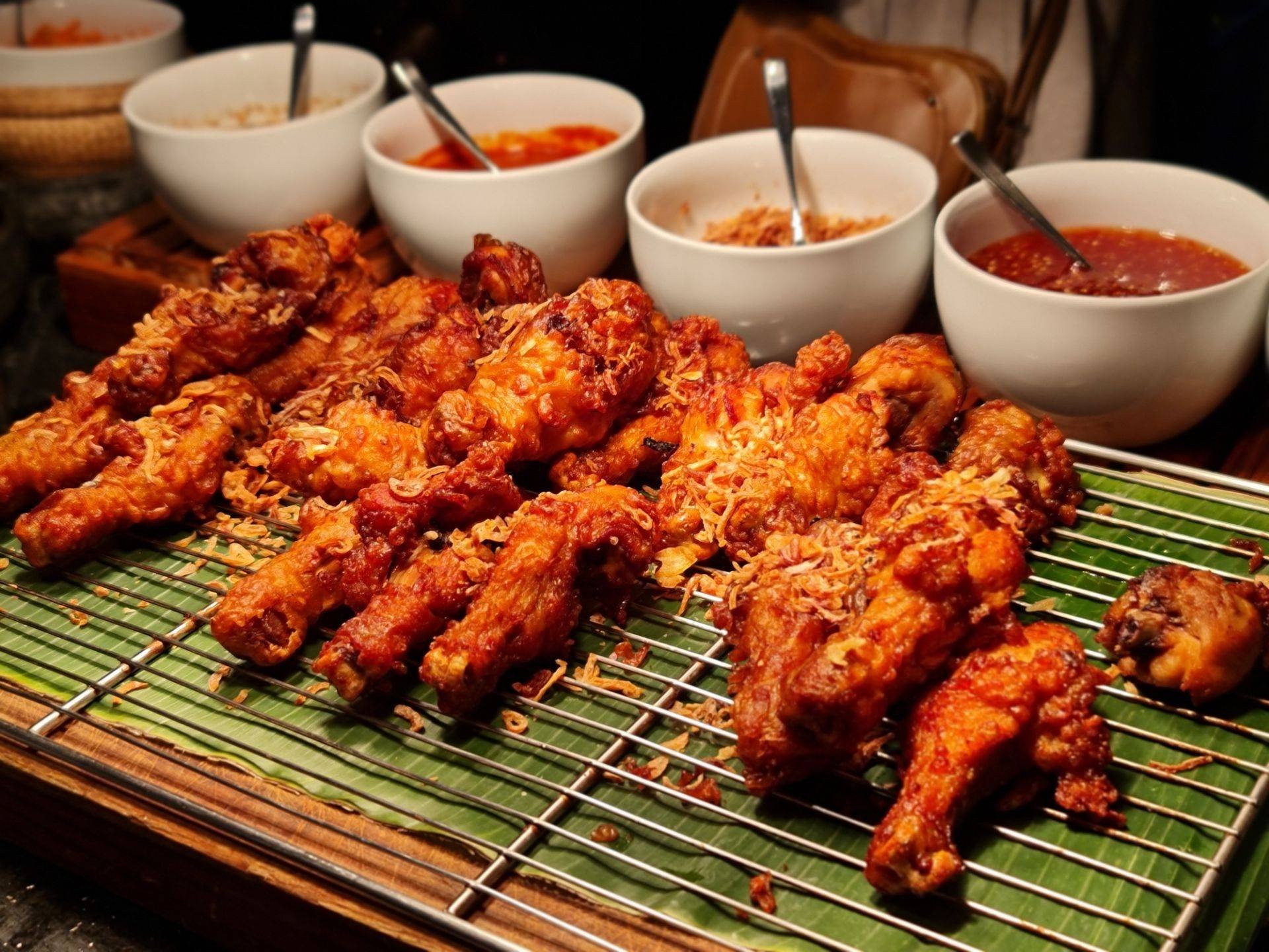 ไก่ทอด ร้าน Praya Kitchen Bangkok Marriott Hotel สุรวงศ์