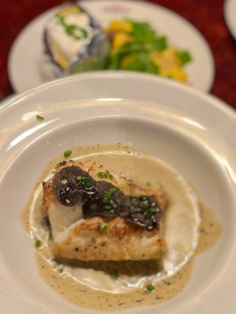 Grilled Snow Fish Truffle Sauce ร้าน Neil's Tavern Restaurant ร่วมฤดี