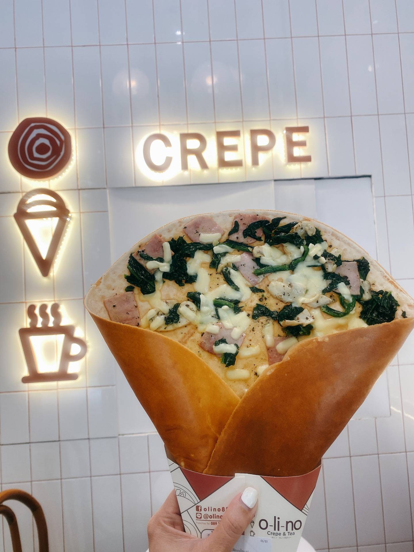 รีวิว Olino Crepe & Tea เซ็นทรัล ศรีราชา - ไส้น้อย แป้งเครปกรอบดีค่ะ ชา ...