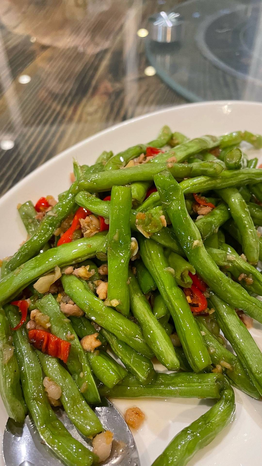 ผัดถั่วแขก 干煸四季豆 ร้าน บุญโภชนา 食得福