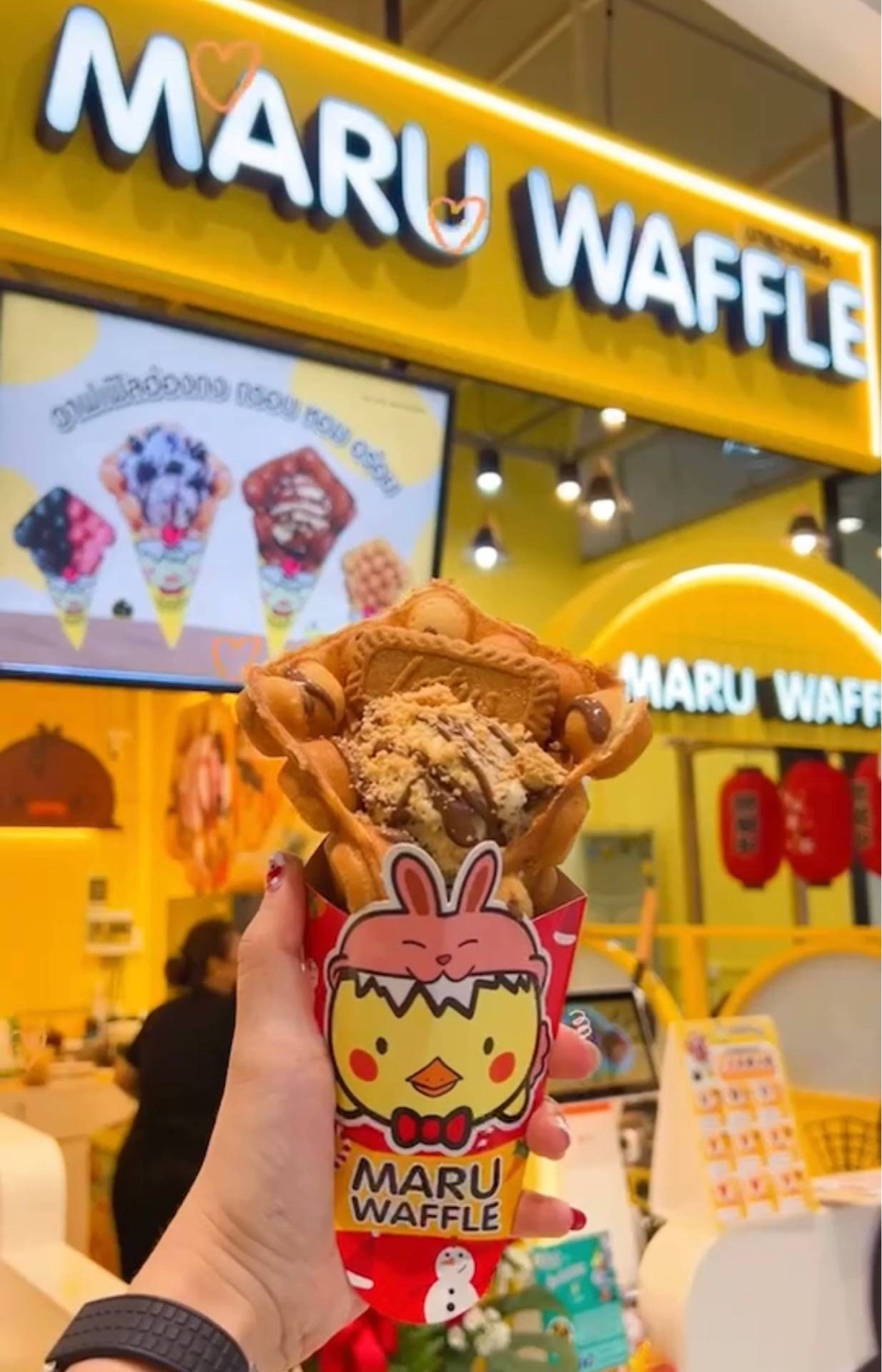 รูป Maru waffle วาฟเฟิลฮ่องกง เครื่องดื่มเฉาก๊วยหนึบ ชานมไข่มุก ลิ๊ตเติ ...