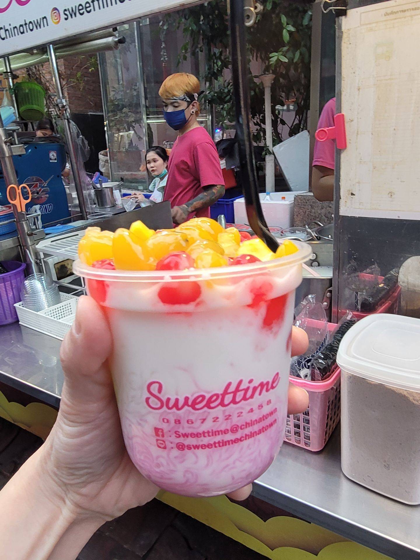 ทับทิมกรอบ+ซาหริ่ม-แปะก๊วย ร้าน Sweettime ขนมหวานเยาวราชเจ้าเก่า ห้างแอมไชน่าทาวน์(I am Chinatown)