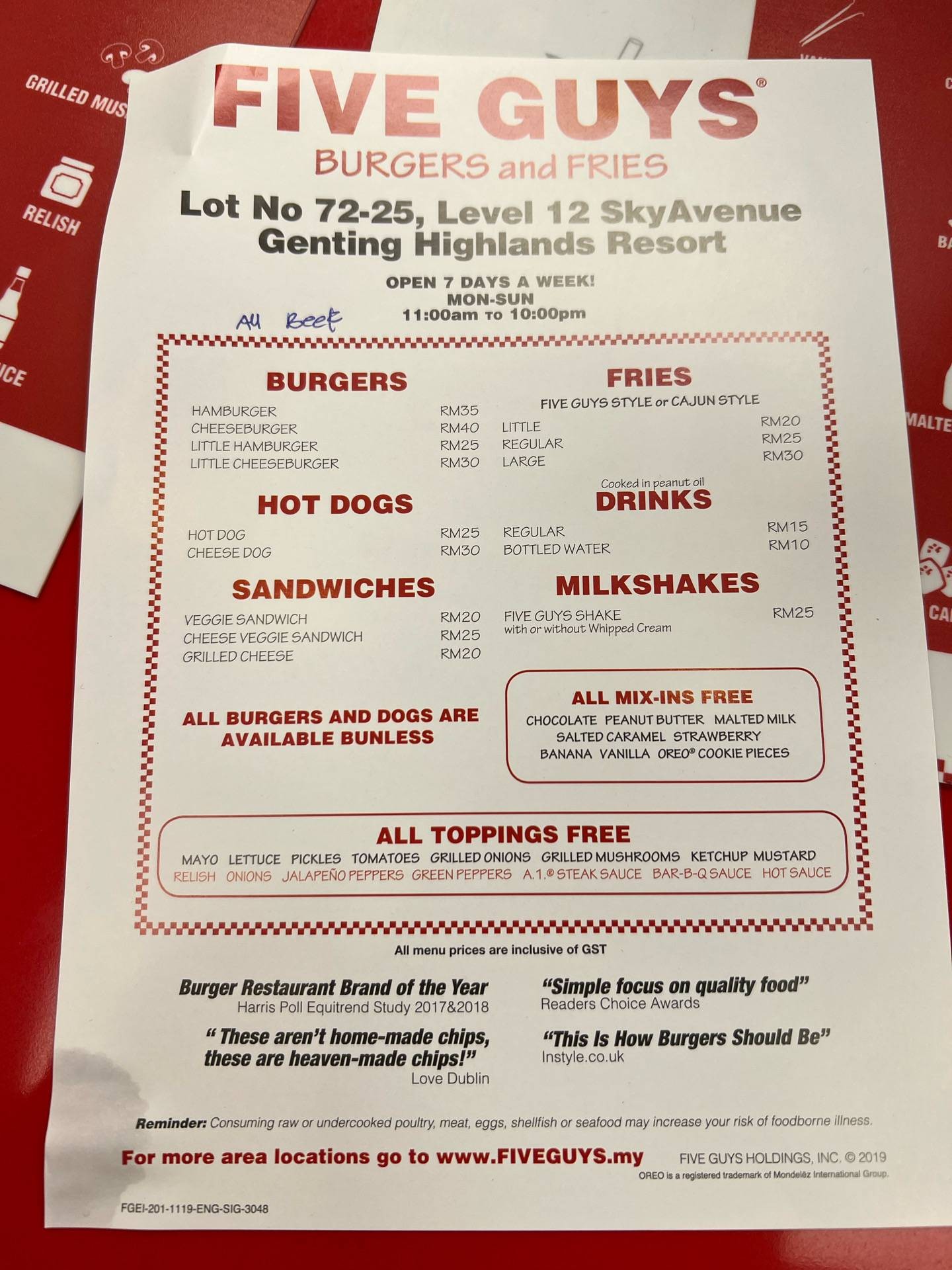 รูป Five Guys Genting Highlands
