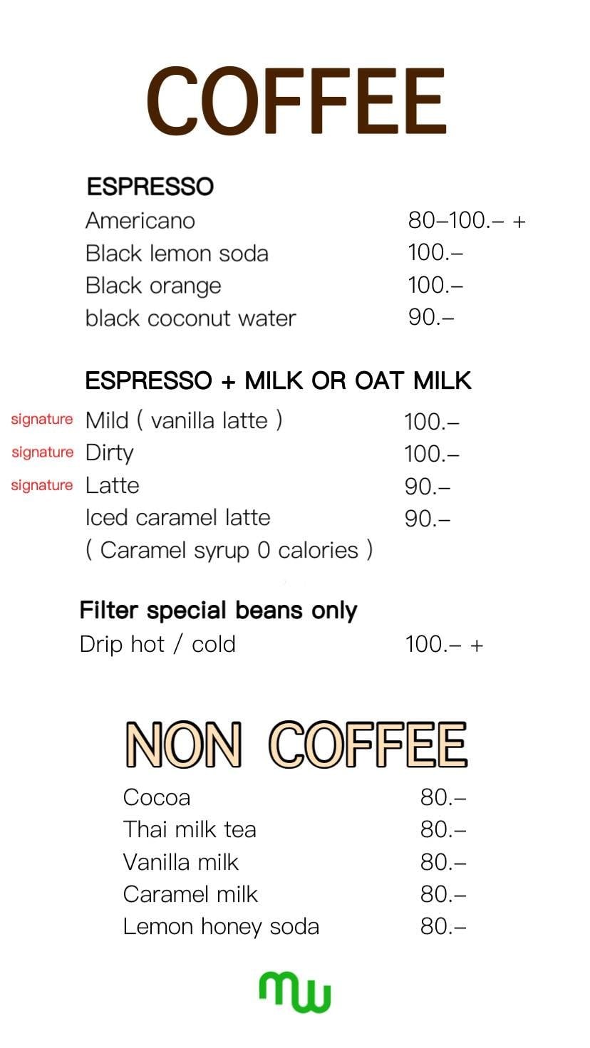 รีวิว Mild&Mellow Specialty Coffee&Matcha - เมนูกาแฟ&มัทฉะ