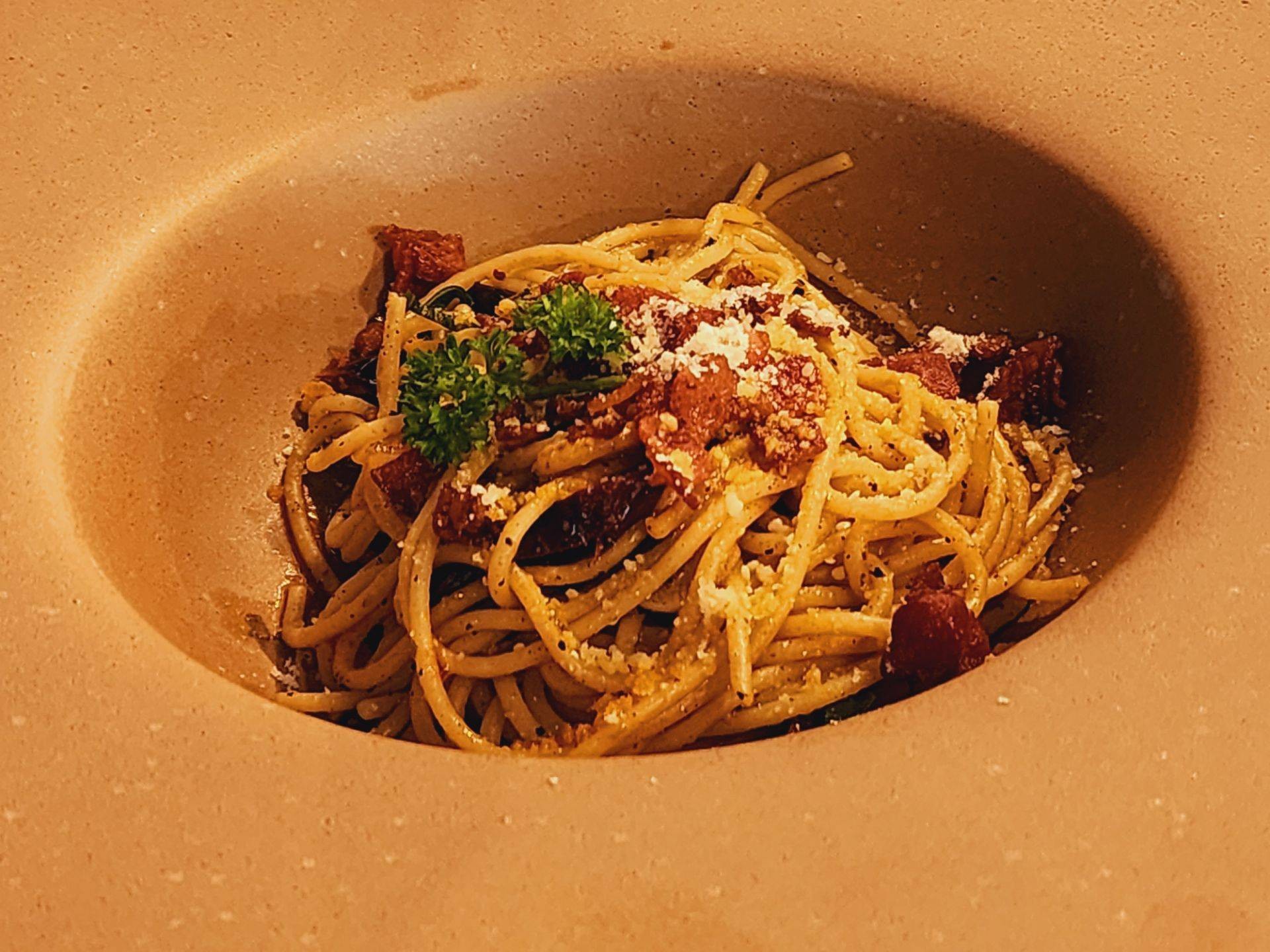 สปาเกตตี้เบคอน ร้าน Wisp Cafe Rayong