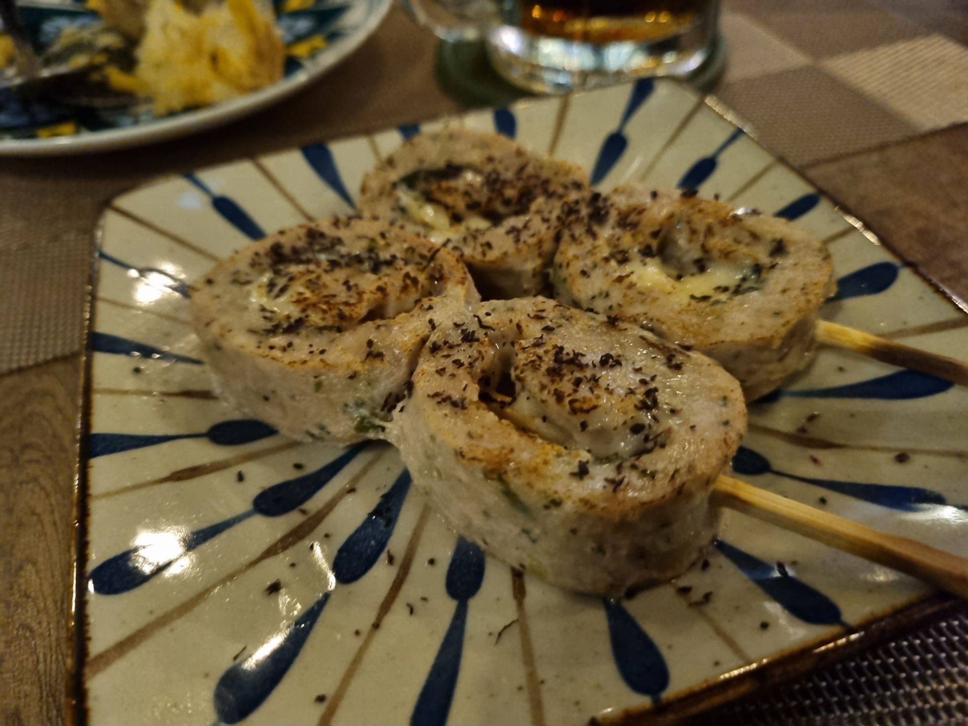 Pork Shiso Cheese skewer ร้าน RED Nikkei & Steak Bar