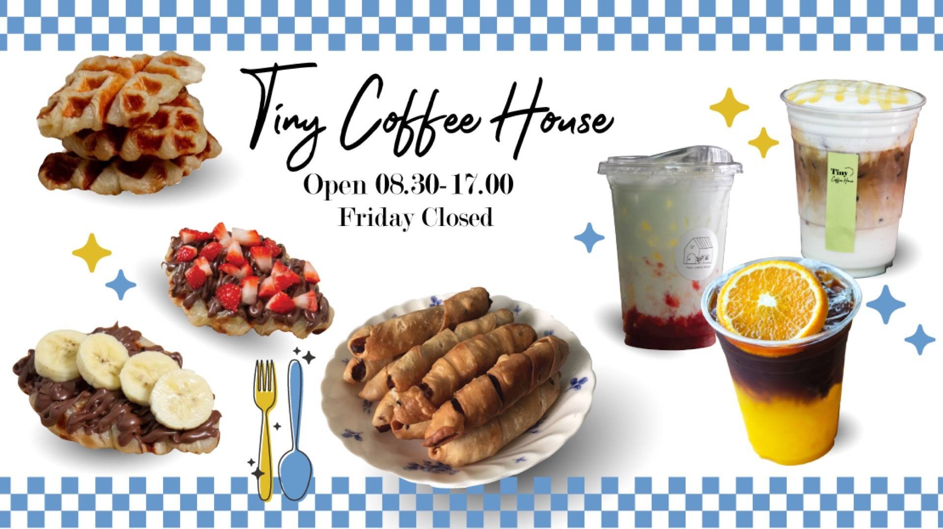 ไทนี่คอฟฟี่เฮาส์ ร้านในซอยข้างบ้าน 802/958 ซ.8/3 tiny coffee house กล้วยโมเลน ครอฟเฟิล เค้กวัน ...