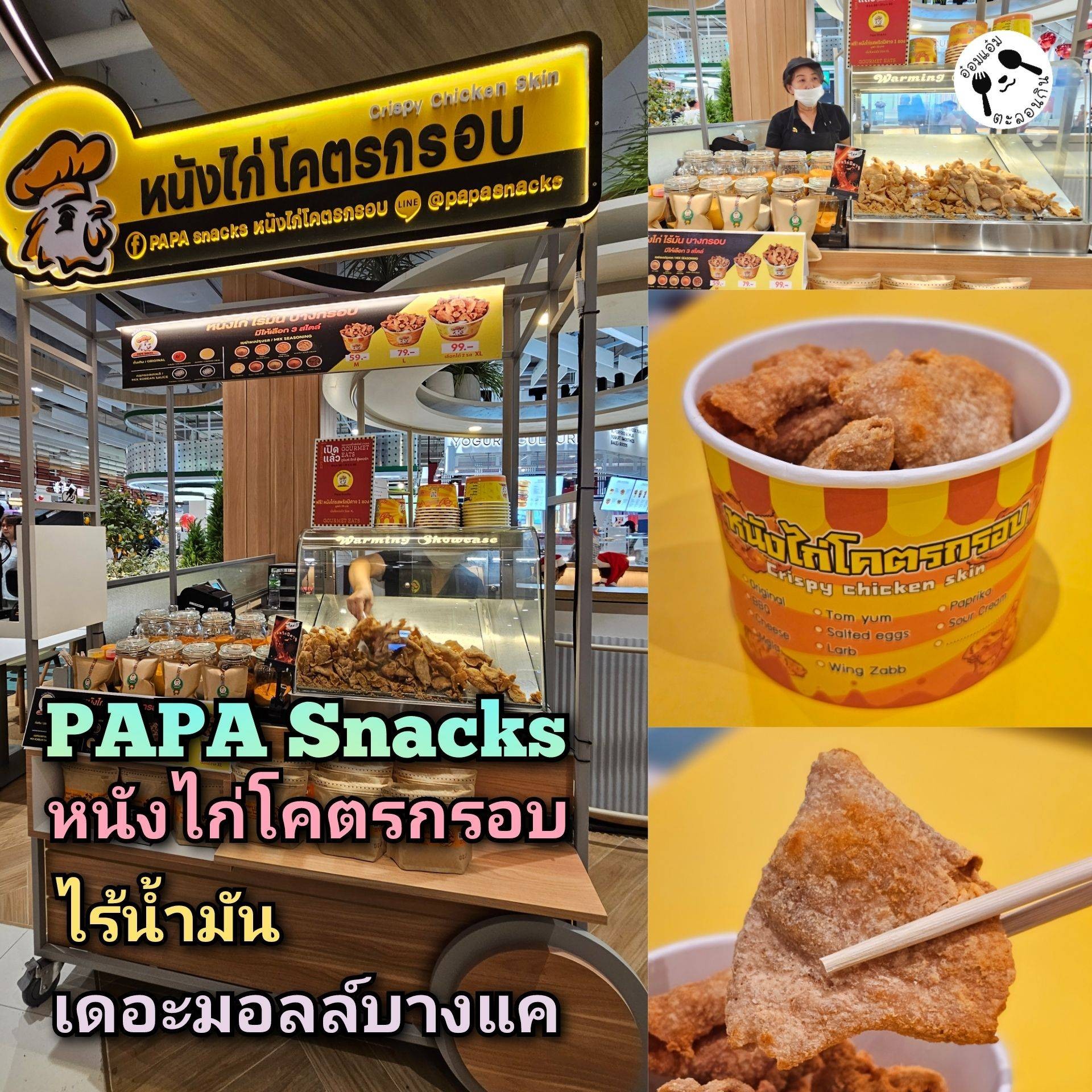 รีวิว Papa Snacks หนังไก่โคตรกรอบ เดอะมอลล์บางแค - หนังไก่กรอบ ไร้น้ำมัน