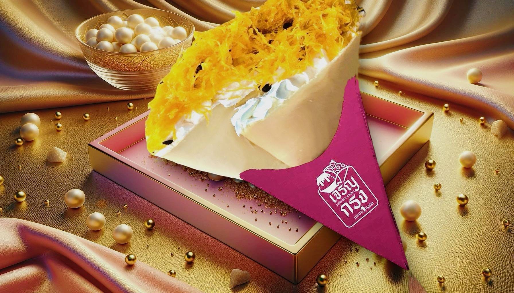 รีวิว เครปเจริญกรุง Crepe+ไอติมทอด+ปังเย็น - เครปวิปครีมฝอยทอง