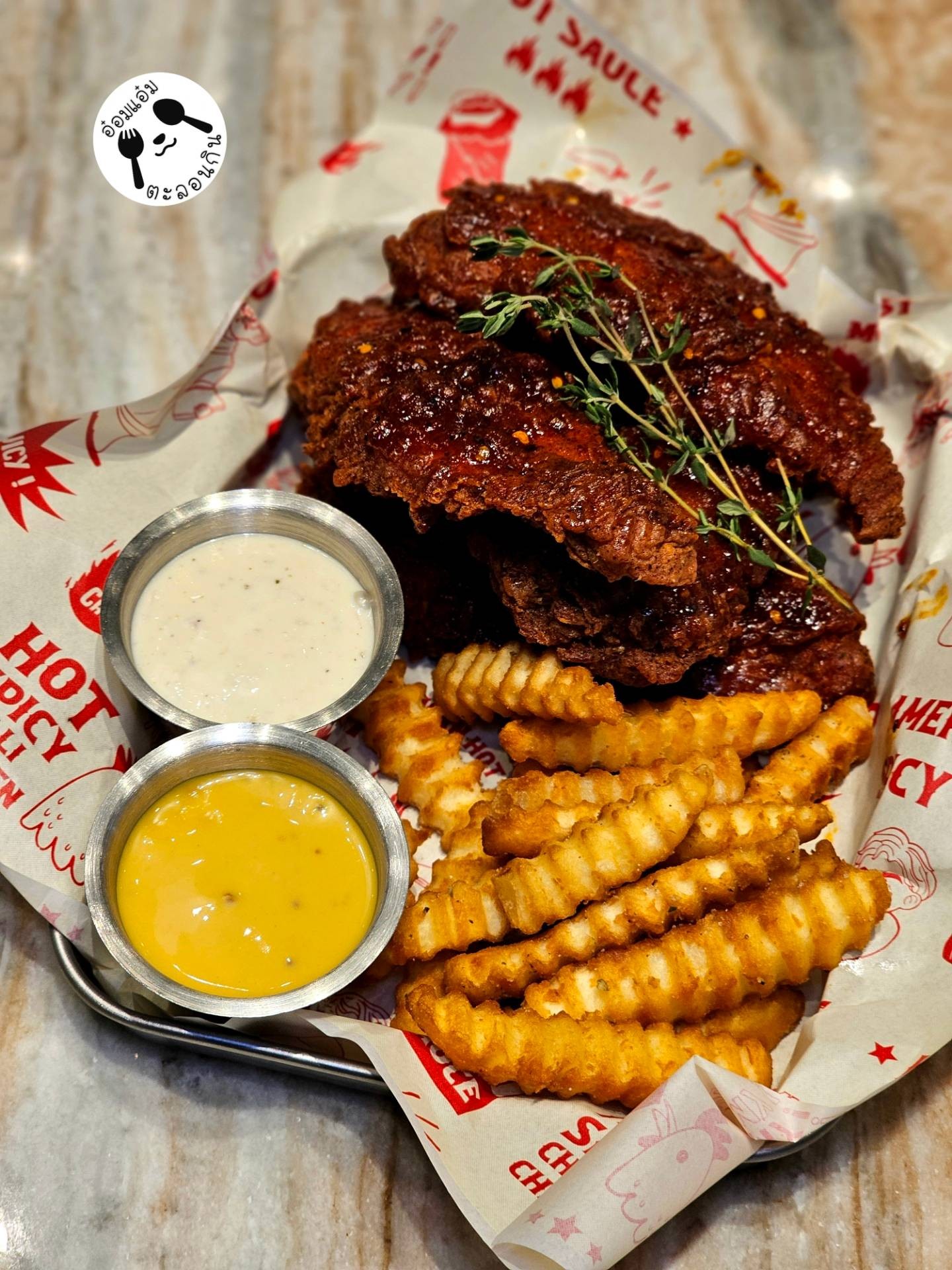 american hot spicy chicken ร้าน สวนผัก โอ้กะจู๋ เดอะมอลล์บางแค