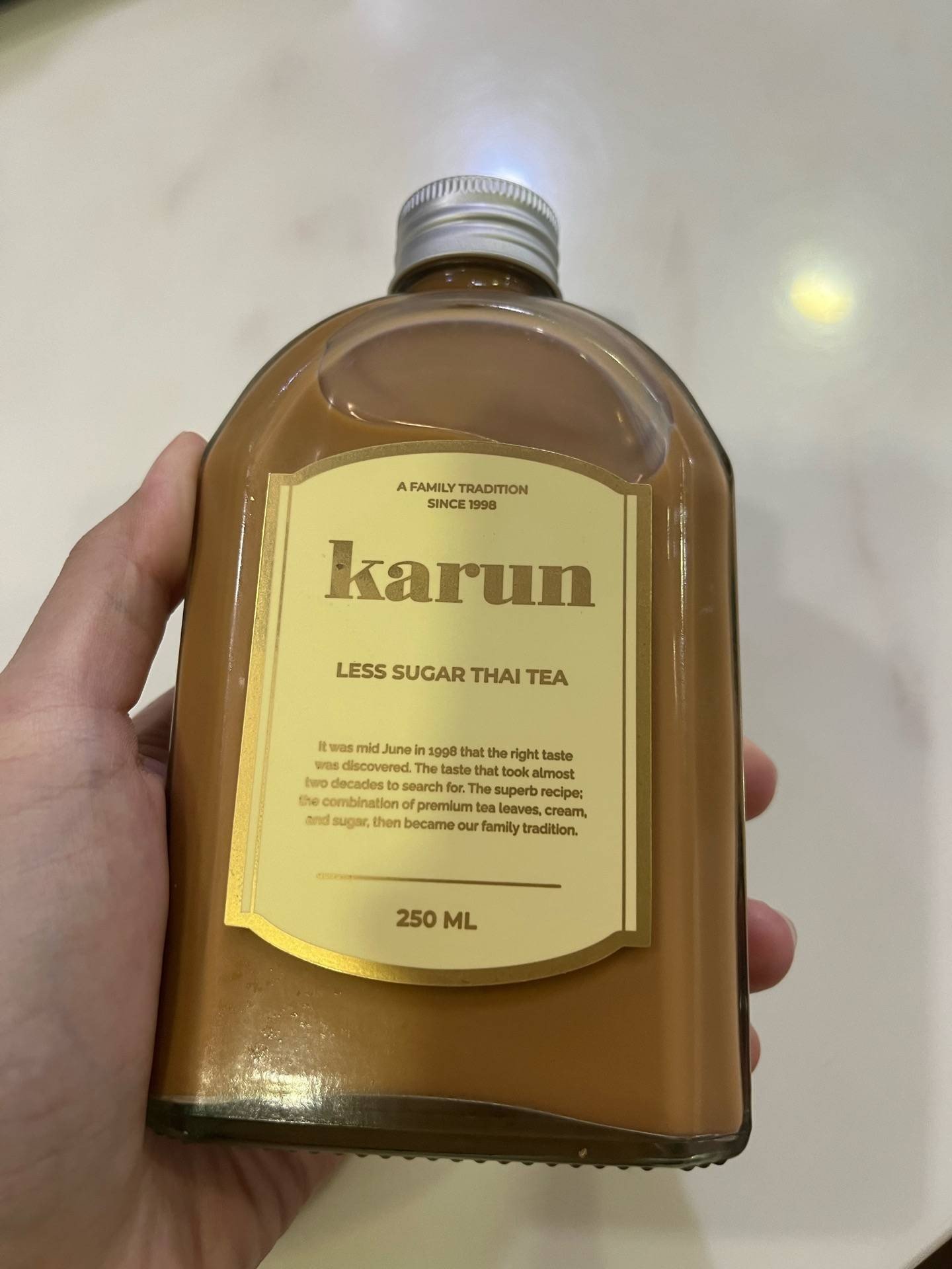 Thai Tea Bottle (less sugar) 250 ml. ร้าน Karun Thai Tea (ชาไทยการัน ...