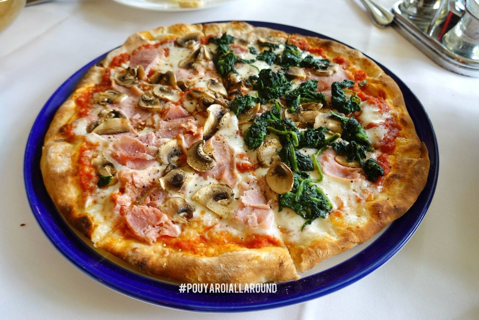 Pizzaเลือกหน้าเอง(แฮม+เห็ด และผักขม) ร้าน Zanotti IL Ristorante Italiano