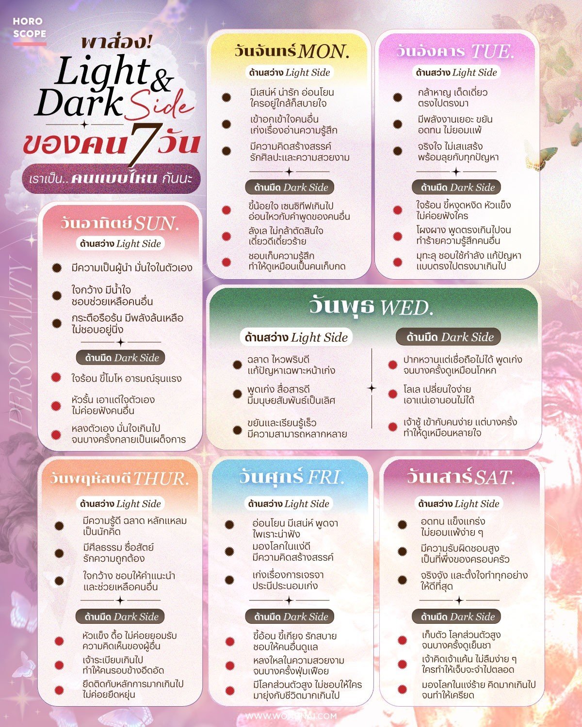พาส่อง! Light & Dark Side ของคนทั้ง 7 วัน เราเป็นคนแบบไหนกันนะ
