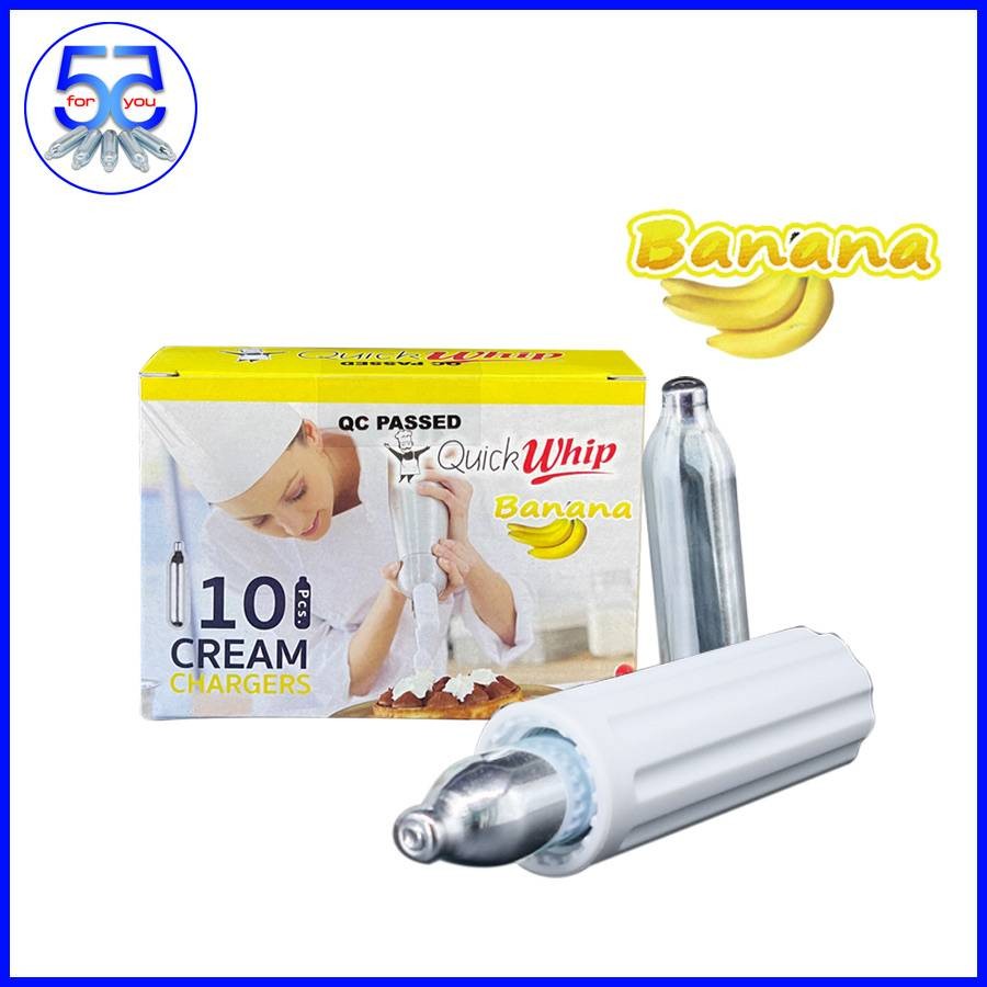 หลอดแก๊สวิปครีม (ไนตรัสออกไซด์) ตรา Quick whip กลิ่นกล้วย ชนิดกล่อง (10 ...
