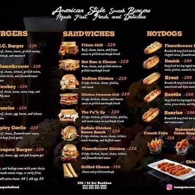 เมนูของร้านอาหาร MC burger