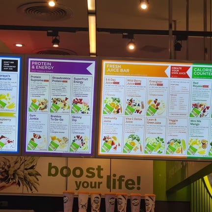 เมนูของร้านอาหาร Boost Juice Bars Siam Paragon