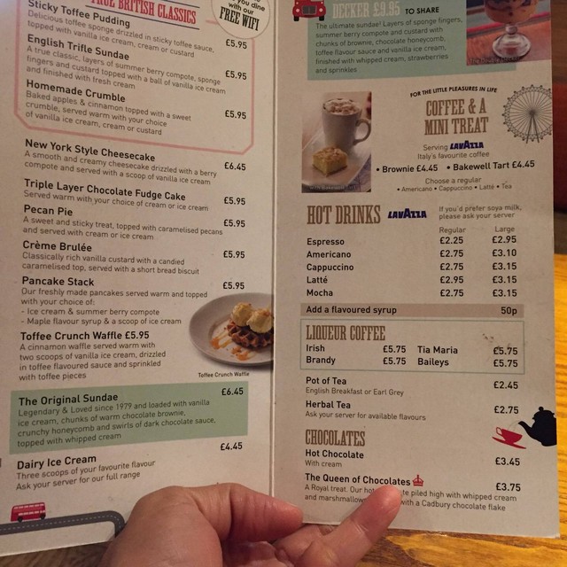 เมนูของร้านอาหาร Garfunkel’s Restaurant