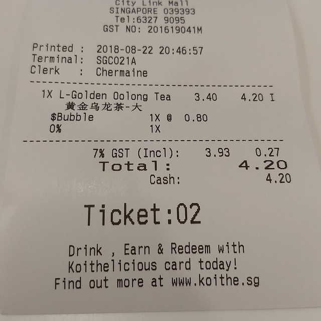 เมนูของร้านอาหาร Koi Cafe Raffles City Hall metro mall