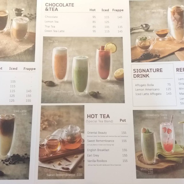 เมนูของร้านอาหาร BAB Cafe