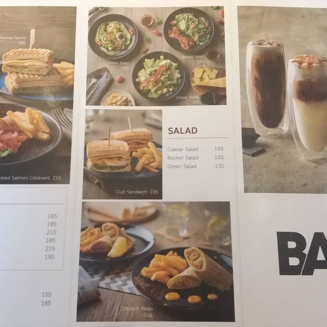 เมนูของร้านอาหาร BAB Cafe