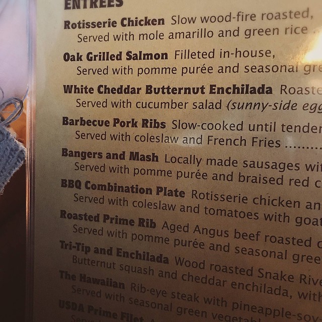 เมนูของร้านอาหาร Rutherford Grill