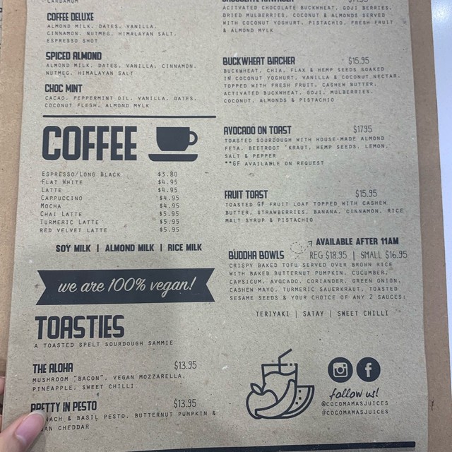 เมนูของร้านอาหาร Cocomama's Juices & Smoothies - Wongnai