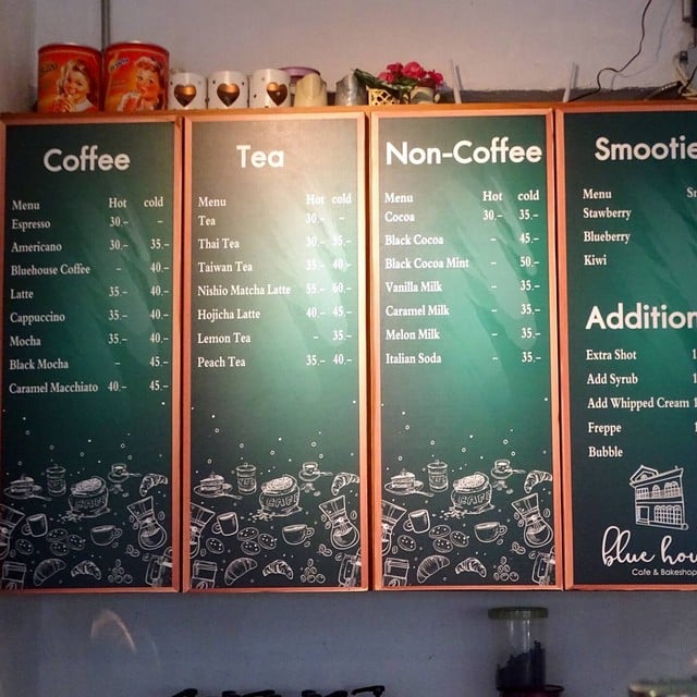 เมนูของร้านอาหาร Blue House Cafe & Bakeshop