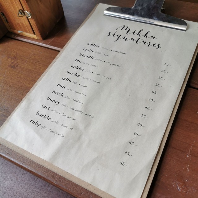 เมนูของร้านอาหาร Mikka Coffee Roasters พัฒนาการ 25