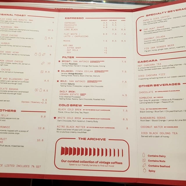 เมนูของร้านอาหาร PPP Coffee Funan