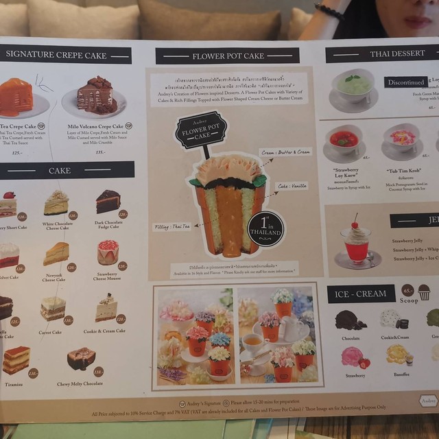 เมนูของร้านอาหาร Audrey Cafe des Fleurs EmQuartier ชั้น 8 (ตึก Helix ...